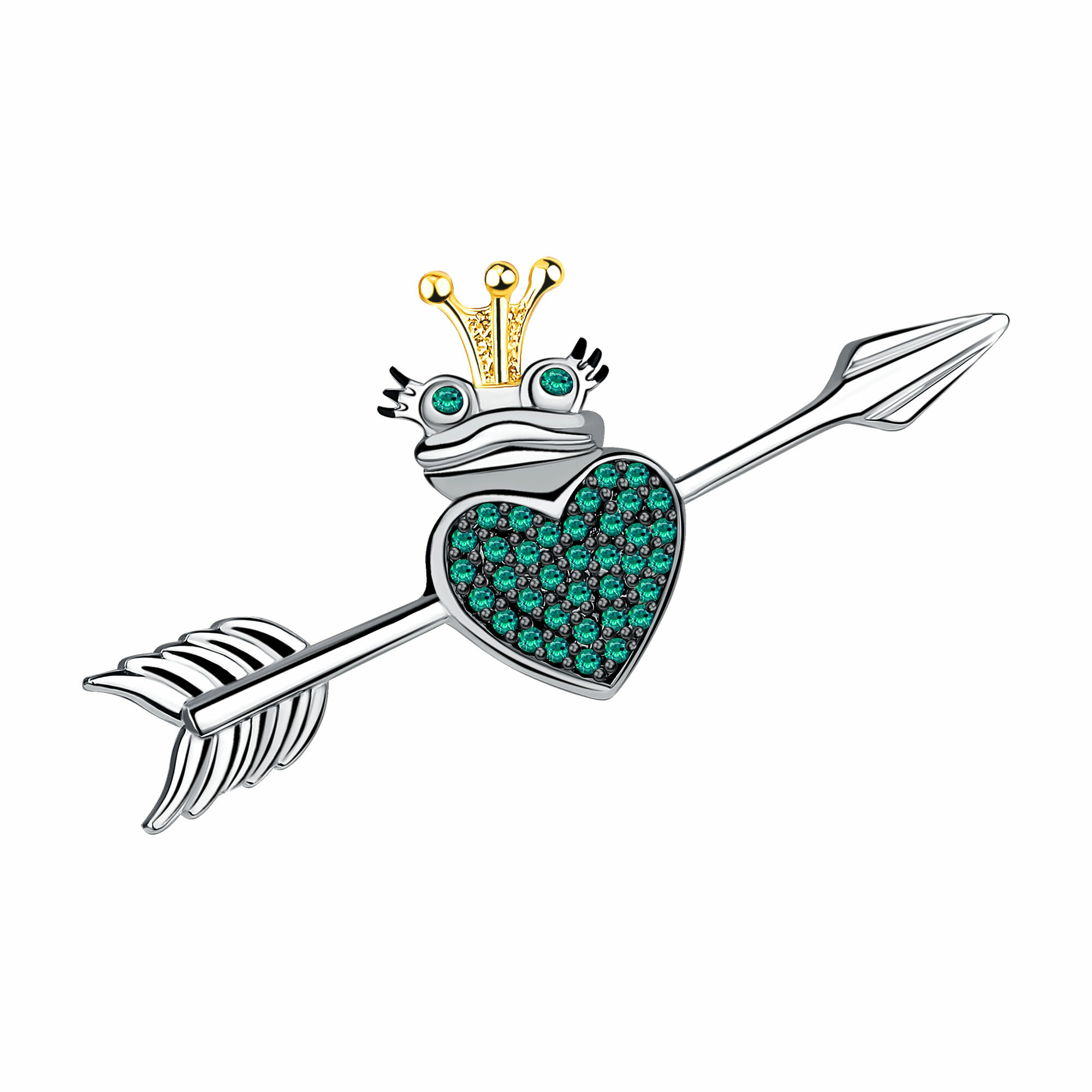 Брошь, серебро, 925 проба, родирование, фианит