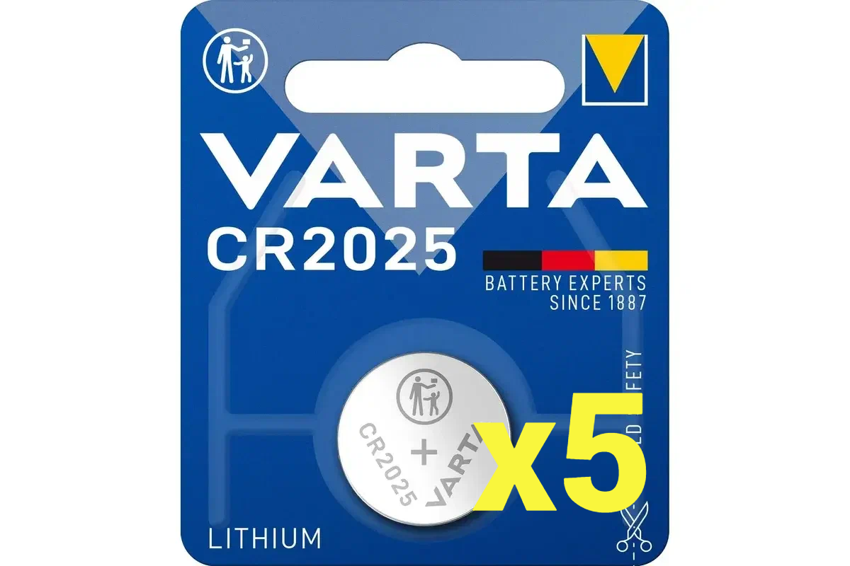 Батарейка Varta Lithium Coin CR2025 , 165 mAh , ( 5 ) шт. 5 блистеров по 1 шт, 06025101401