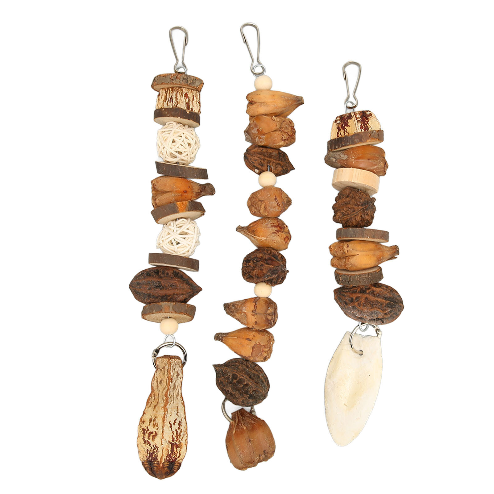 Набор игрушек для птиц Bird Bite Toy Set: мячик «Ореховая лоза», подвесная кость каракатицы, жевательная нить для попугаев с крючками из нержавеющей стали.