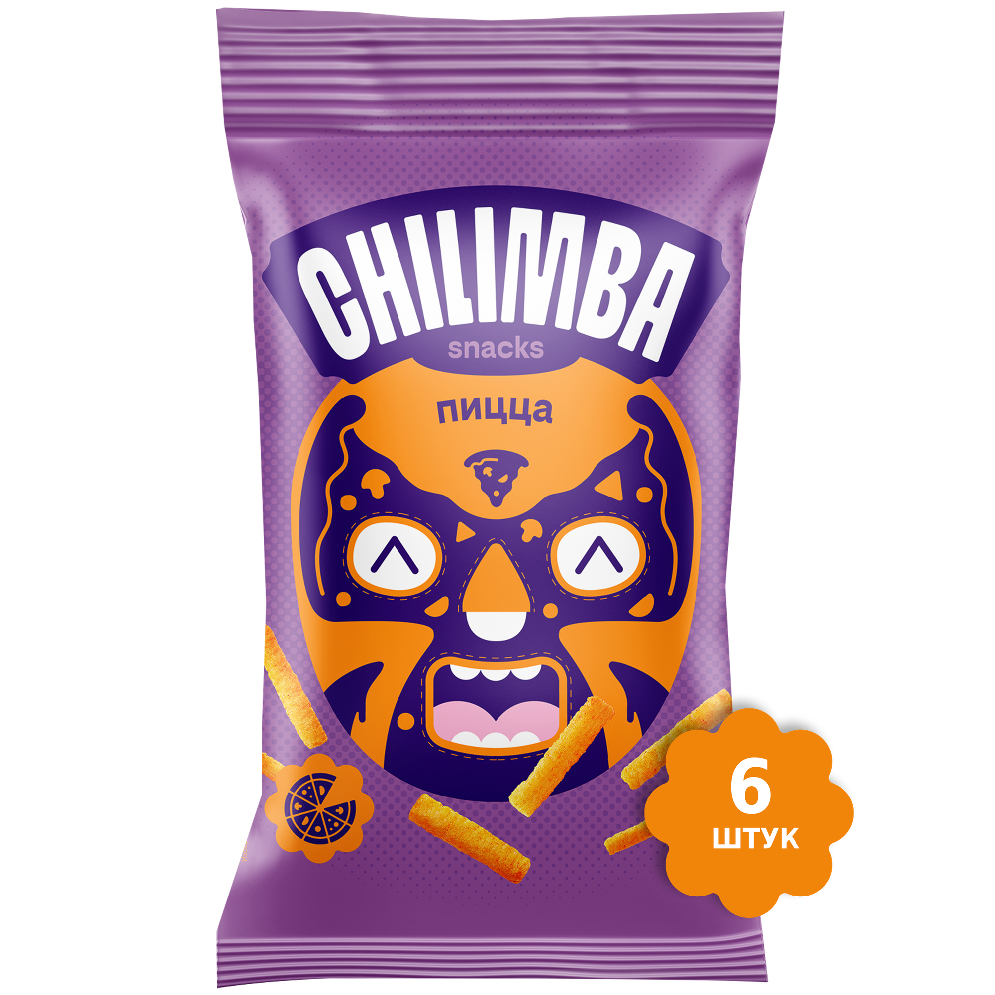 Снеки кукурузные палочки CHILIMBA со вкусом Пиццы 6 пачек в коробке