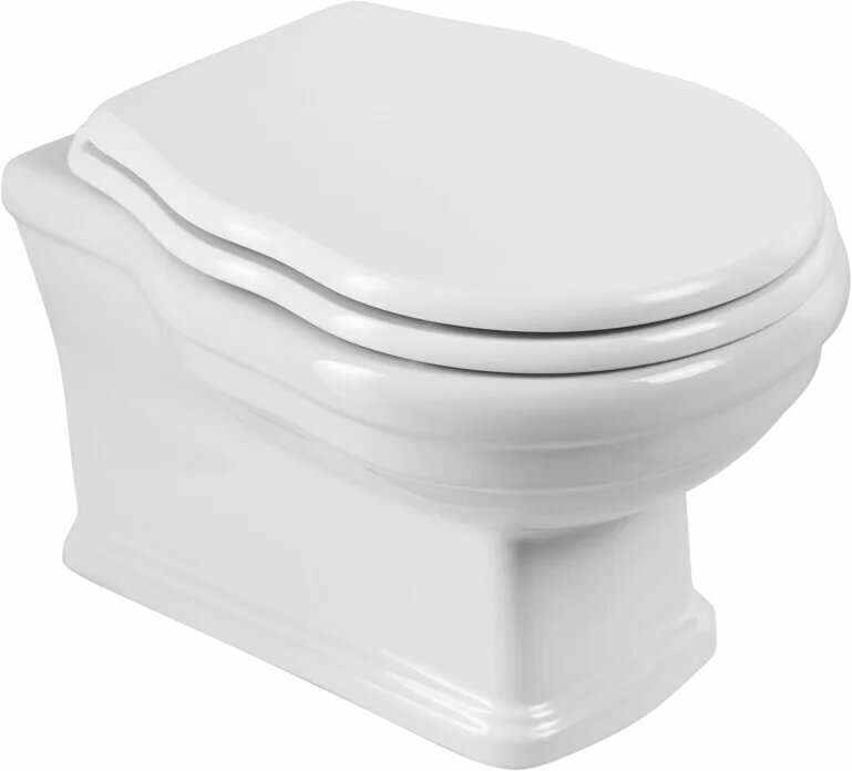 Унитаз подвесной BelBagno Boheme BB115CH с микролифтом, безободковый, без бачка, антивсплеск, фарфоровый, белый, глянцевый, овальный, ретро, сиденье для унитаза в комплекте