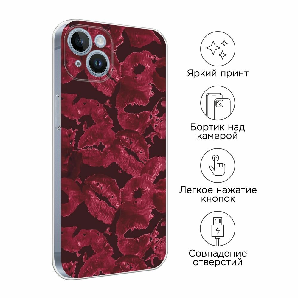 Чехол на Apple iPhone 14 / Айфон 14 с принтом Помада паттерн 1 — фото 1