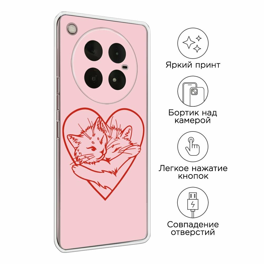 Чехол на Infinix Zero 40 4G / Инфиникс Зеро 40 4G с принтом "Влюблённые котики рисунок 1 - 14 февраля" — фото 1