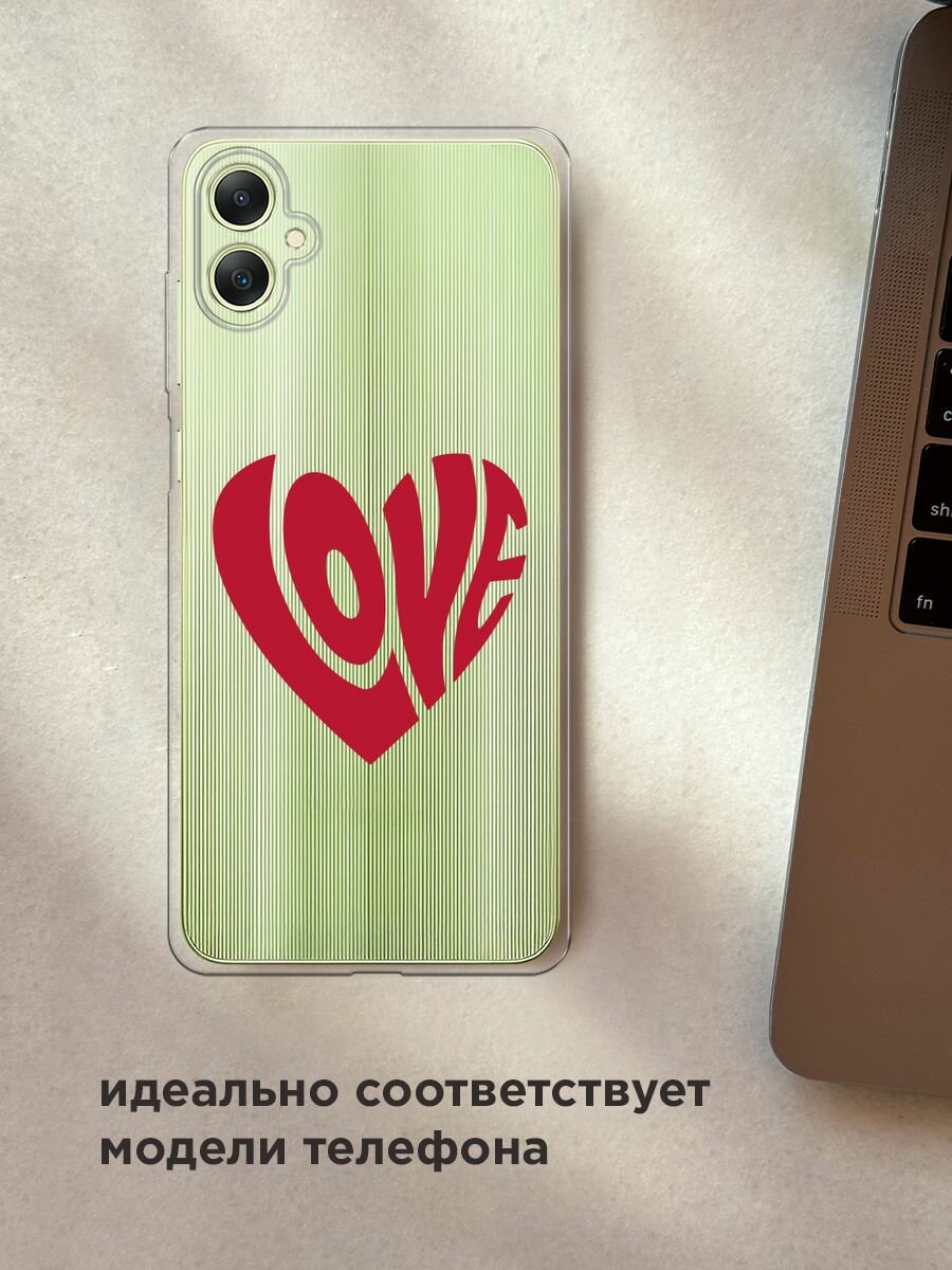 Чехол на Samsung Galaxy A06 / Самсунг Галакси А06 с принтом "Love heart 2 - 14 февраля", прозрачный — фото 1
