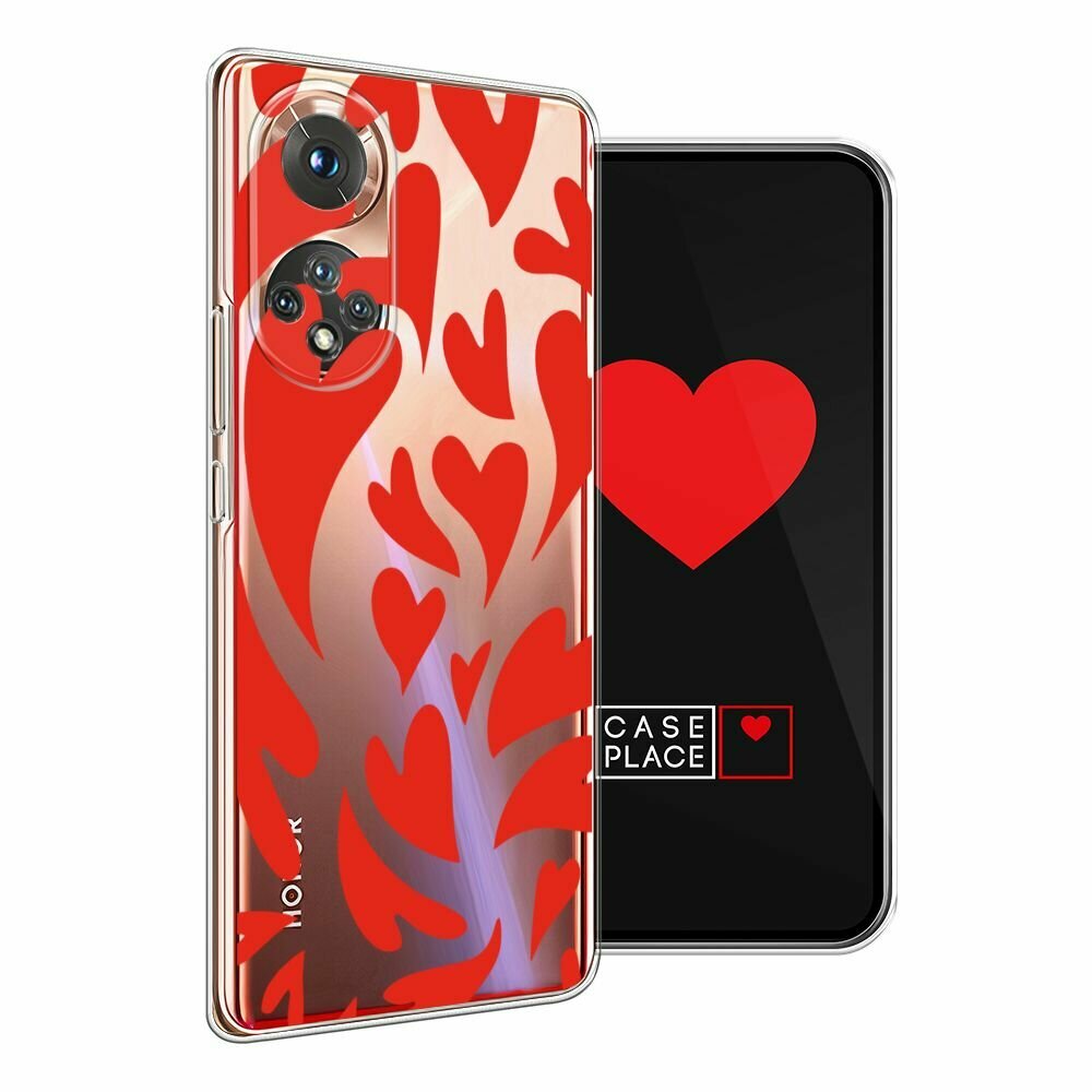 Чехол на Honor 50/Huawei Nova 9 / Хонор 50/Хуавей Нова 9 с принтом "Crazy hearts 2 - 14 февраля", прозрачный — фото 1