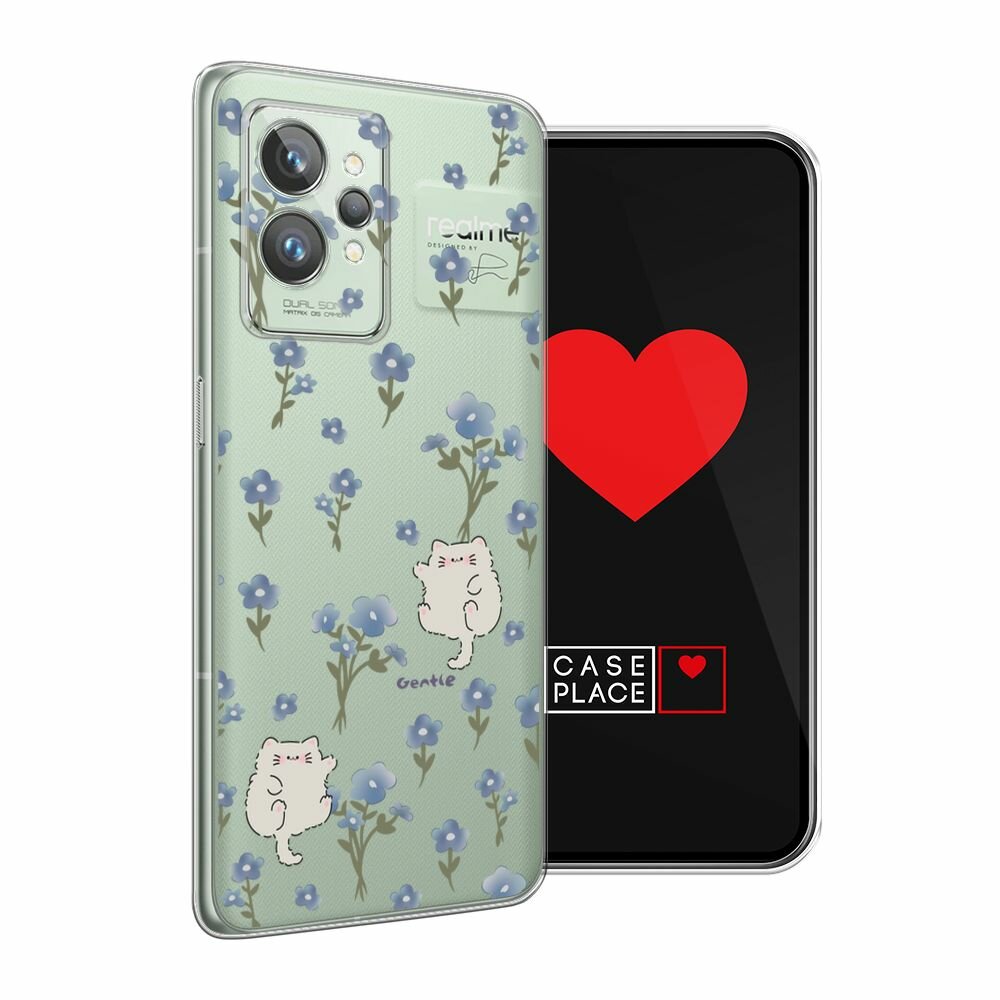 Чехол на Realme GT 2 Pro / Реалми GT 2 Про с принтом "Gentle cats", прозрачный — фото 1