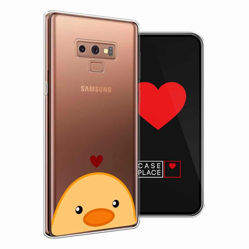 Чехол на Samsung Galaxy Note 9 / Самсунг Галакси Нот 9 с принтом "Влюблённая уточка - 14 февраля", прозрачный — фото 1