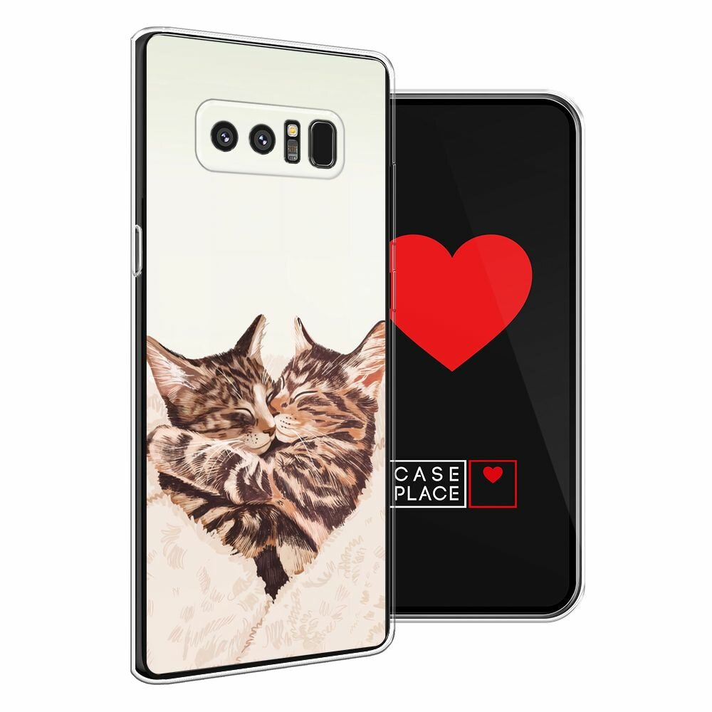 Чехол на Samsung Galaxy Note 8 / Самсунг Галакси Нот 8 с принтом "Влюбленные котейки - 14 февраля" — фото 1