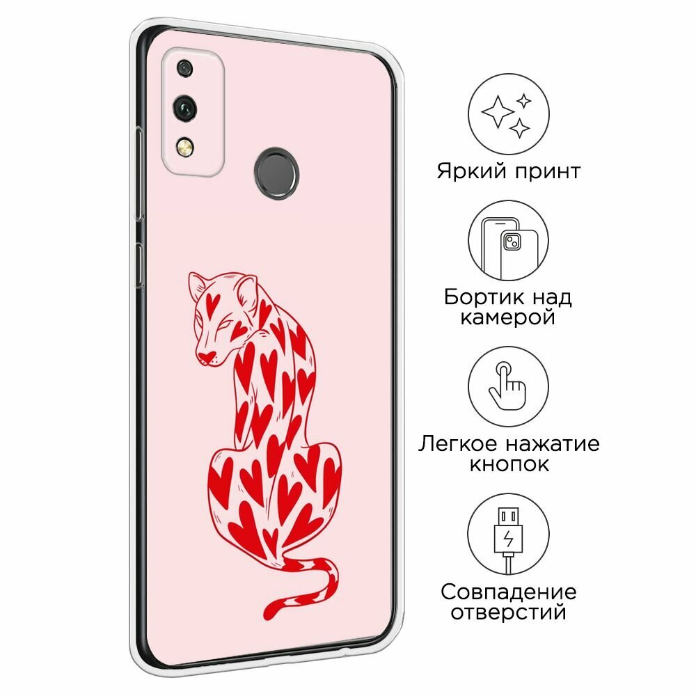 Чехол на Honor 9X Lite / Хонор 9X Лайт с принтом Heart panther 1 — фото 1