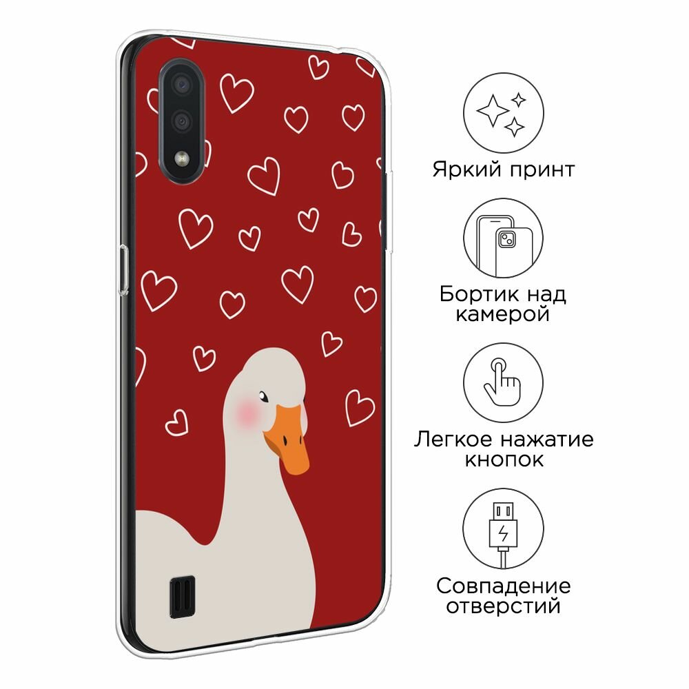 Чехол на Samsung Galaxy A01 / Самсунг Гэлакси А01 с принтом "Влюблённый гусь 1 - 14 февраля" — фото 1