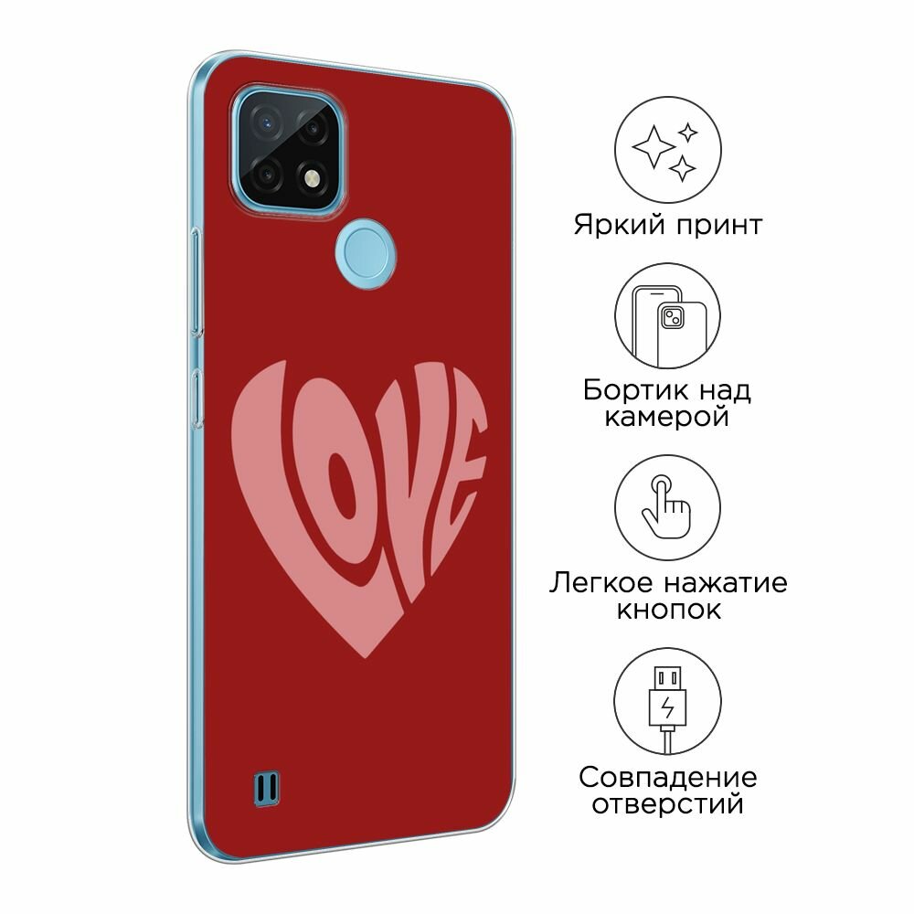 Чехол на Realme C21 / Реалми С21 с принтом "Love heart 1 - 14 февраля" — фото 1