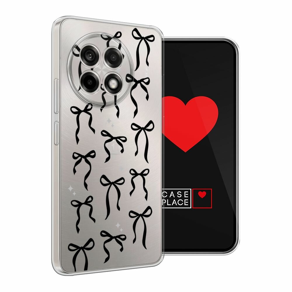 Чехол на Oneplus 13R/Ace 5/5 Pro / Ван Плас 13R/Асе 5/5 Про с принтом "Black bows", прозрачный — фото 1