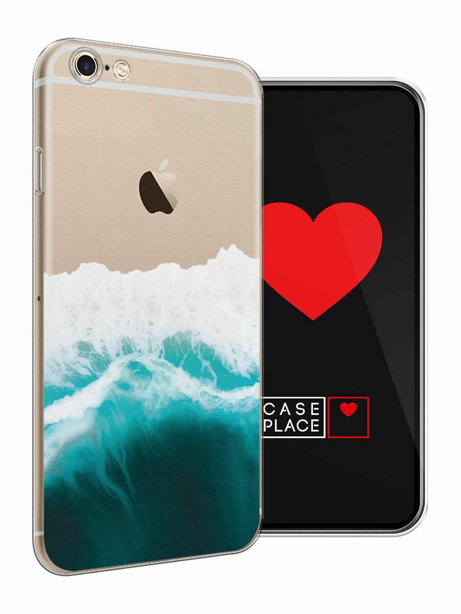 Чехол на Apple iPhone 6 Plus/6S Plus / Айфон 6 Плюс/Айфон 6С Плюс с принтом "Большая волна", прозрачный — фото 1