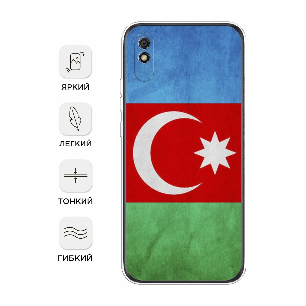 Чехол на Xiaomi Redmi 9A / Сяоми Редми 9А с принтом "Флаг Азербайджана" — фото 1