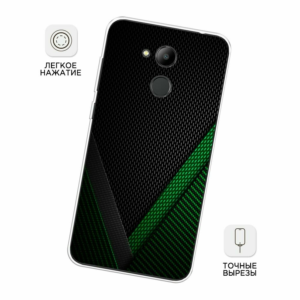 Чехол на Honor 6C Pro / Хонор 6С Про с принтом "Зеленый карбон" — фото 1