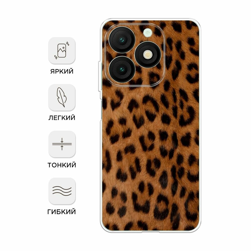 Силиконовый чехол на Itel A50 / Ител А50 с принтом "Мех леопарда" — фото 1