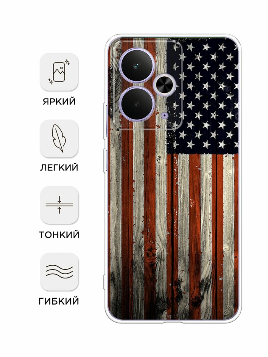 Силиконовый чехол на Realme 14T / Реалми 14Т с принтом "США" — фото 1