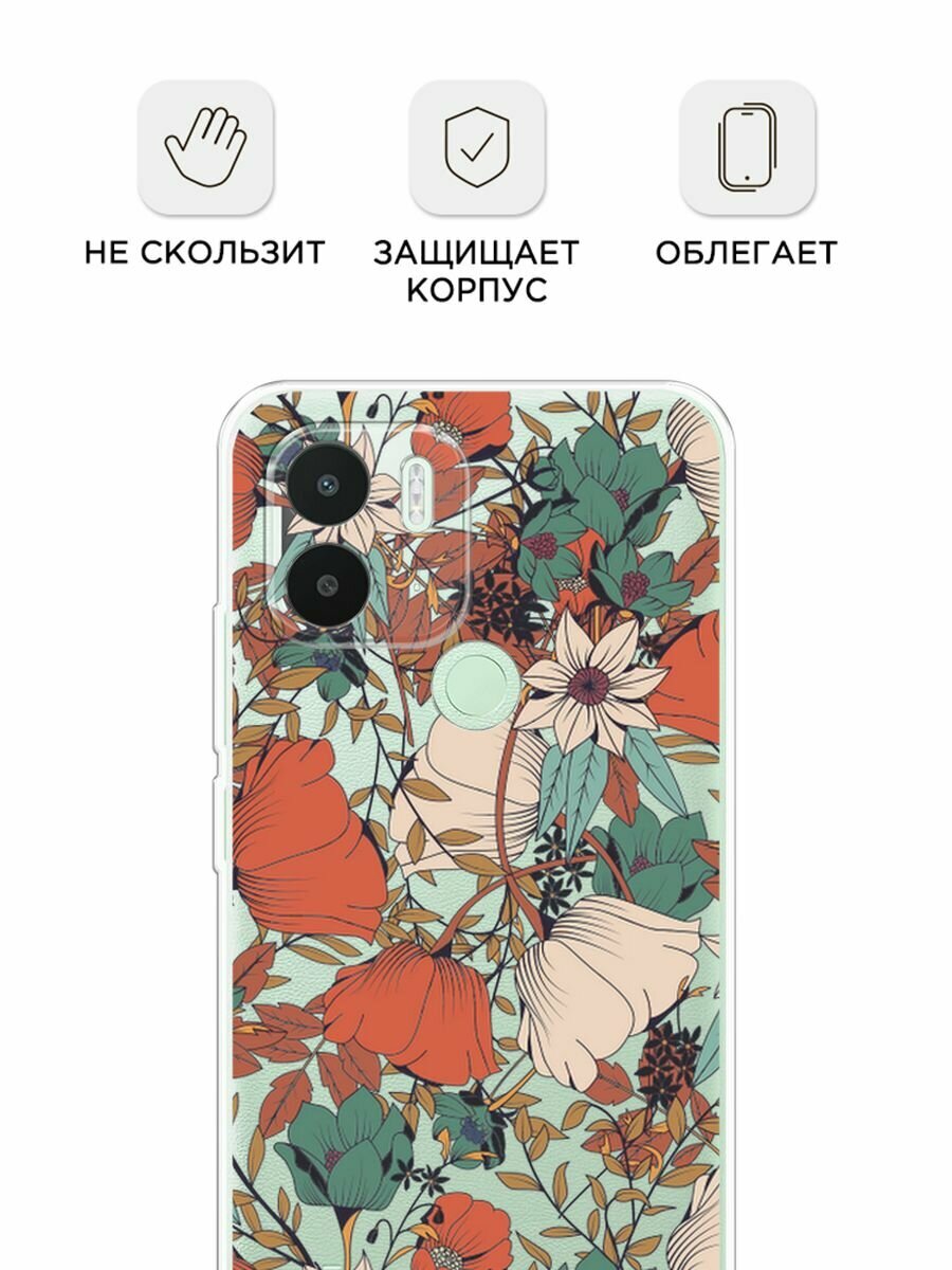 Чехол на Xiaomi Redmi A1+/Redmi A2+/Poco C51/C50 / Редми A1+ с принтом Несобранный букет, прозрачный — фото 1