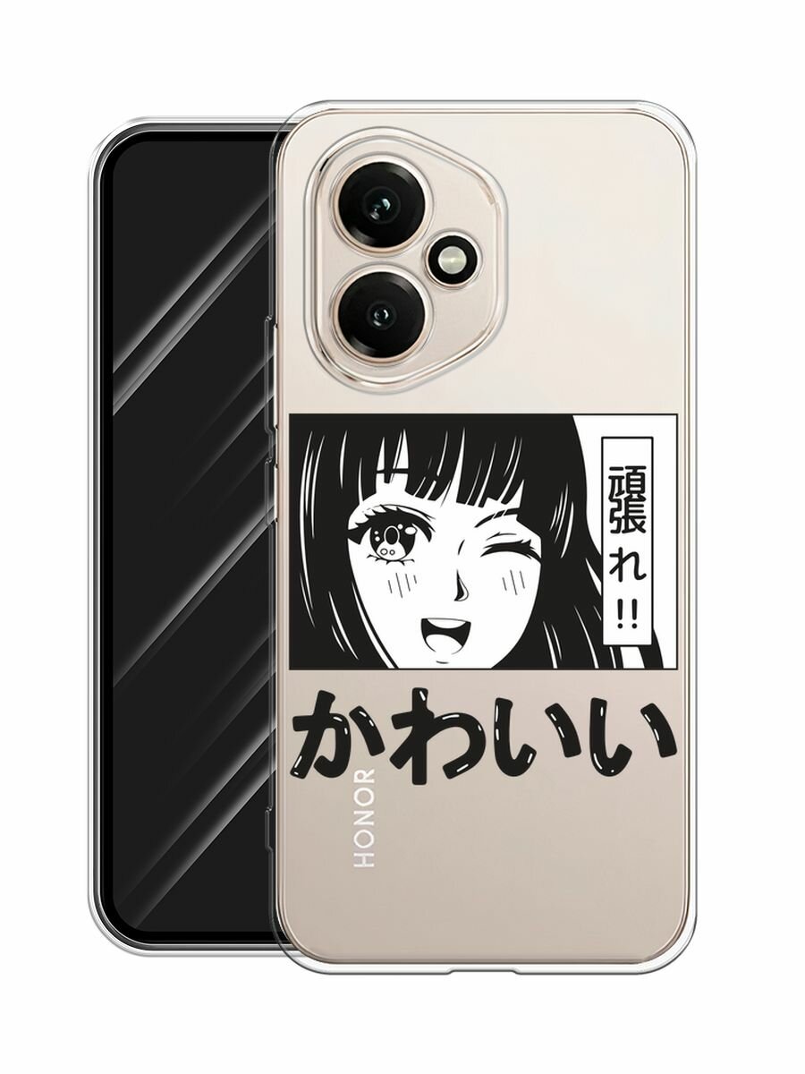 Чехол на Honor 400 / Хонор 400 с принтом "Cute anime girl", прозрачный — фото 1
