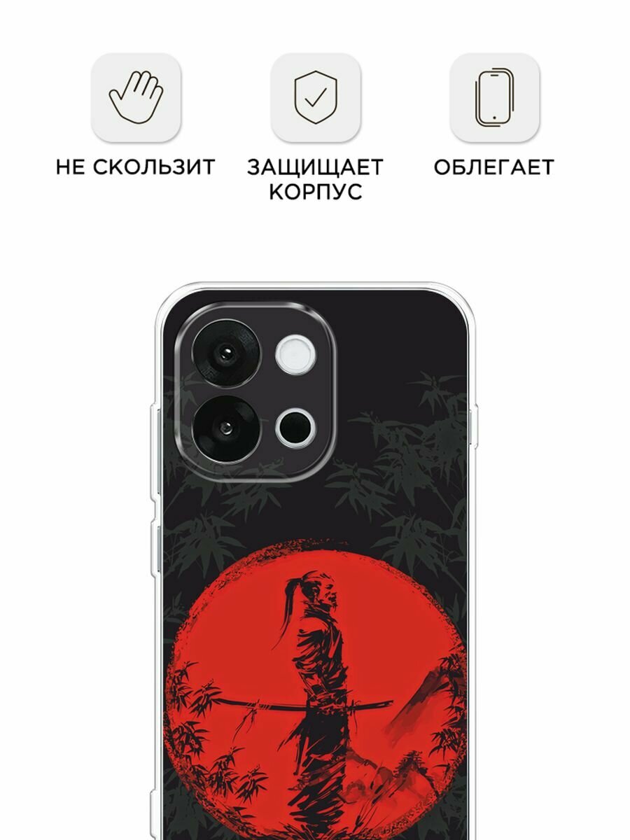 Чехол на OnePlus 13T / Ван Плас 13Т с принтом "Самурай на красном фоне" — фото 1