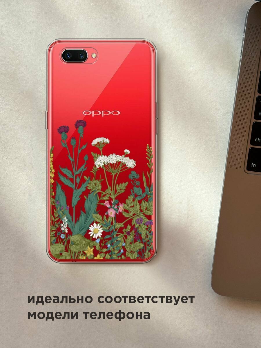 Чехол на Oppo A3s / Oppo A3s с принтом "Дикие полевые цветы", прозрачный — фото 1