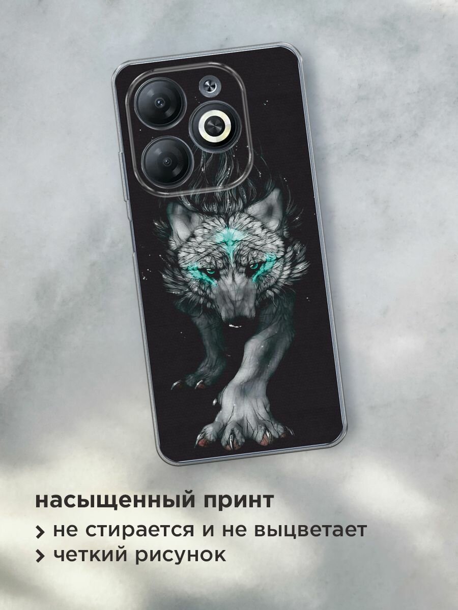 Чехол на Infinix Smart 8 Plus / Инфиникс Смарт 8 Плюс с принтом "Крадущийся волк" — фото 1