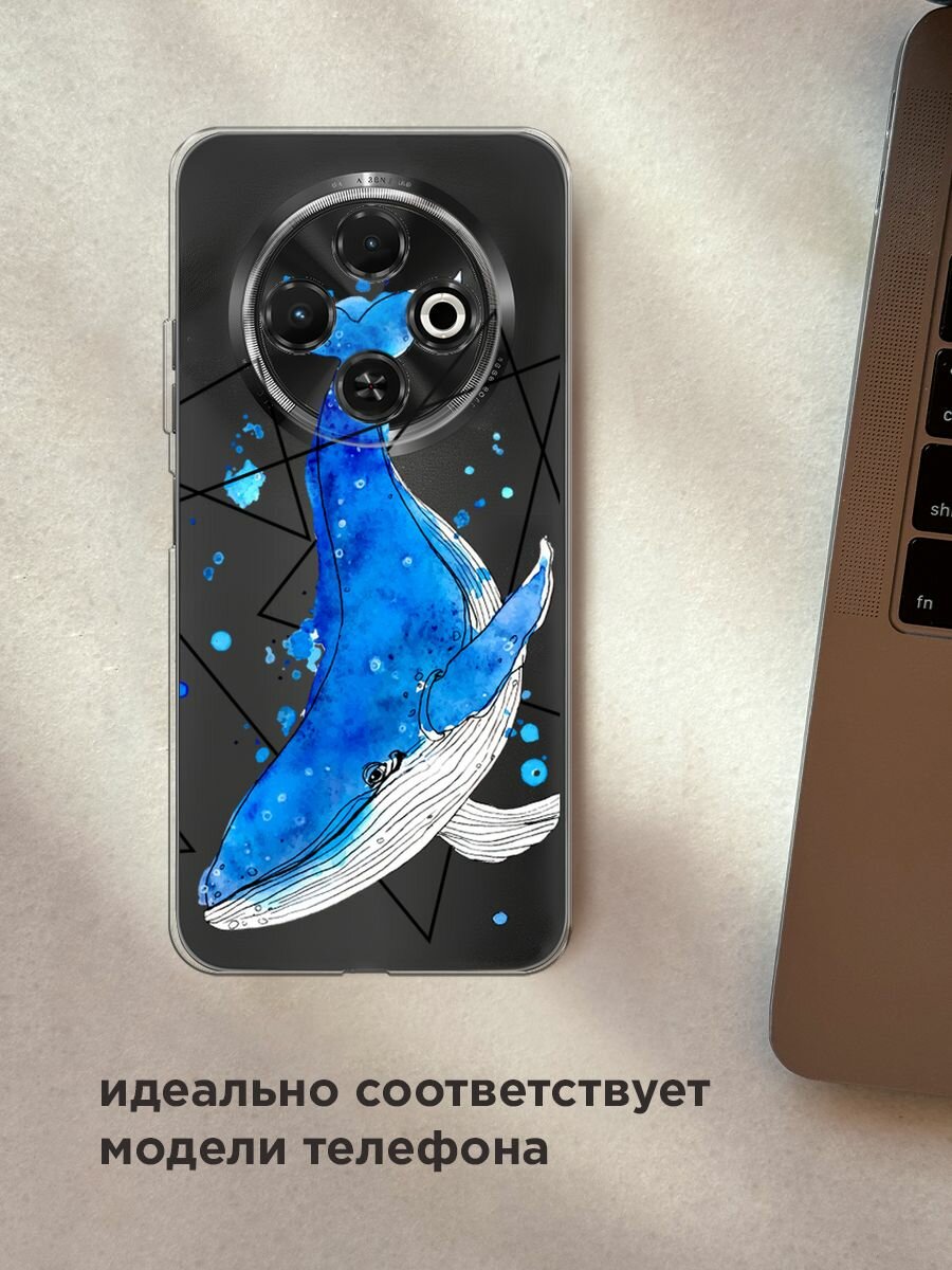 Чехол на Tecno Spark 30C / Текно Спарк 30C с принтом "Кит графика", прозрачный — фото 1