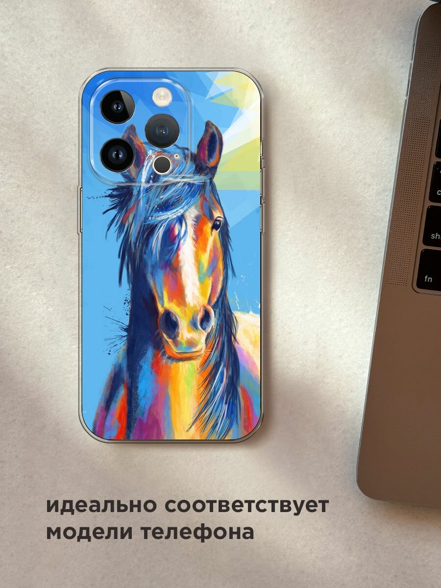 Чехол на Apple iPhone 14 Pro / Айфон 14 Про с принтом "Лошадь арт 3" — фото 1