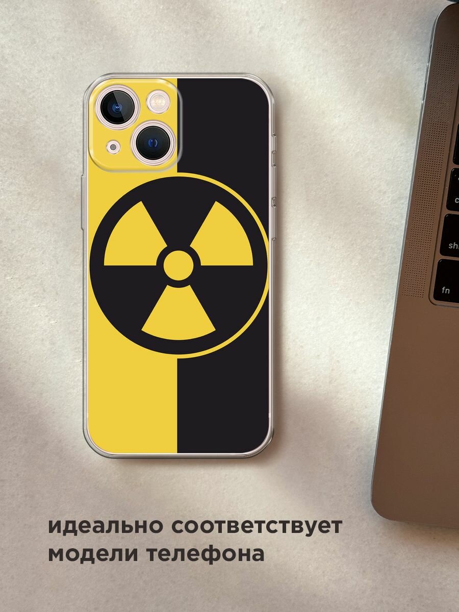Чехол на Apple iPhone 13 mini / Айфон 13 мини с принтом "Эмблема черно-желтая" — фото 1