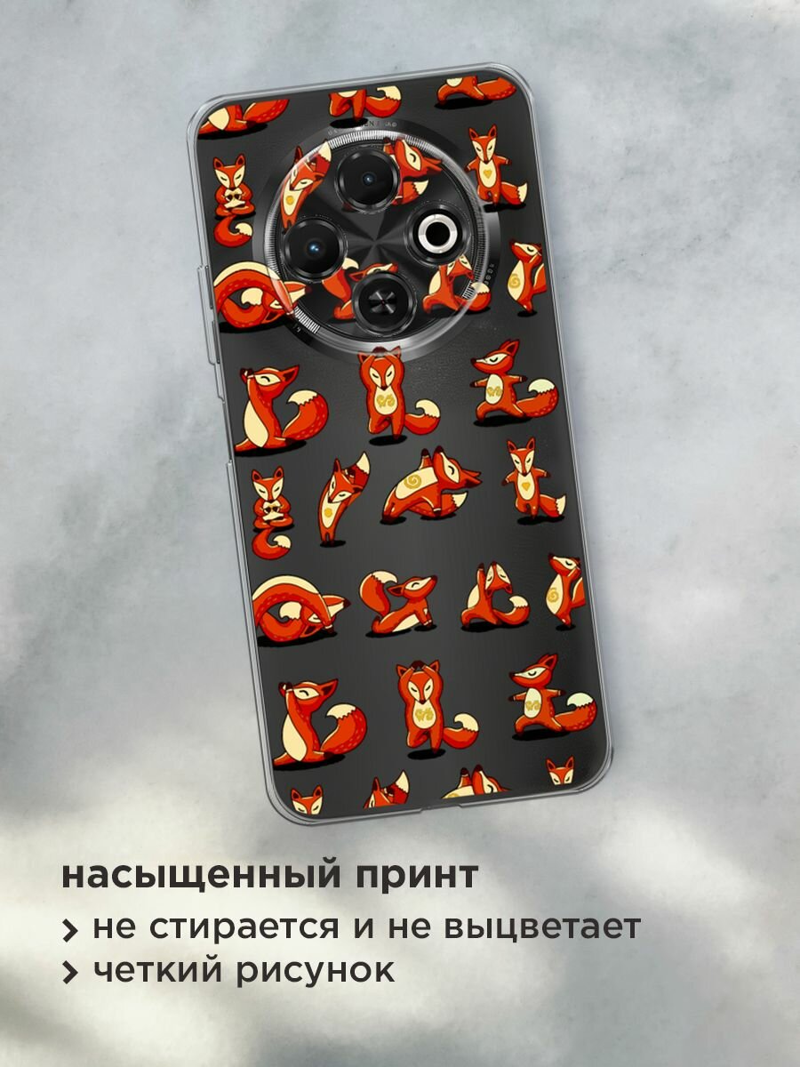 Чехол на Tecno Spark 30C / Текно Спарк 30C с принтом "Йога для лисы", прозрачный — фото 1
