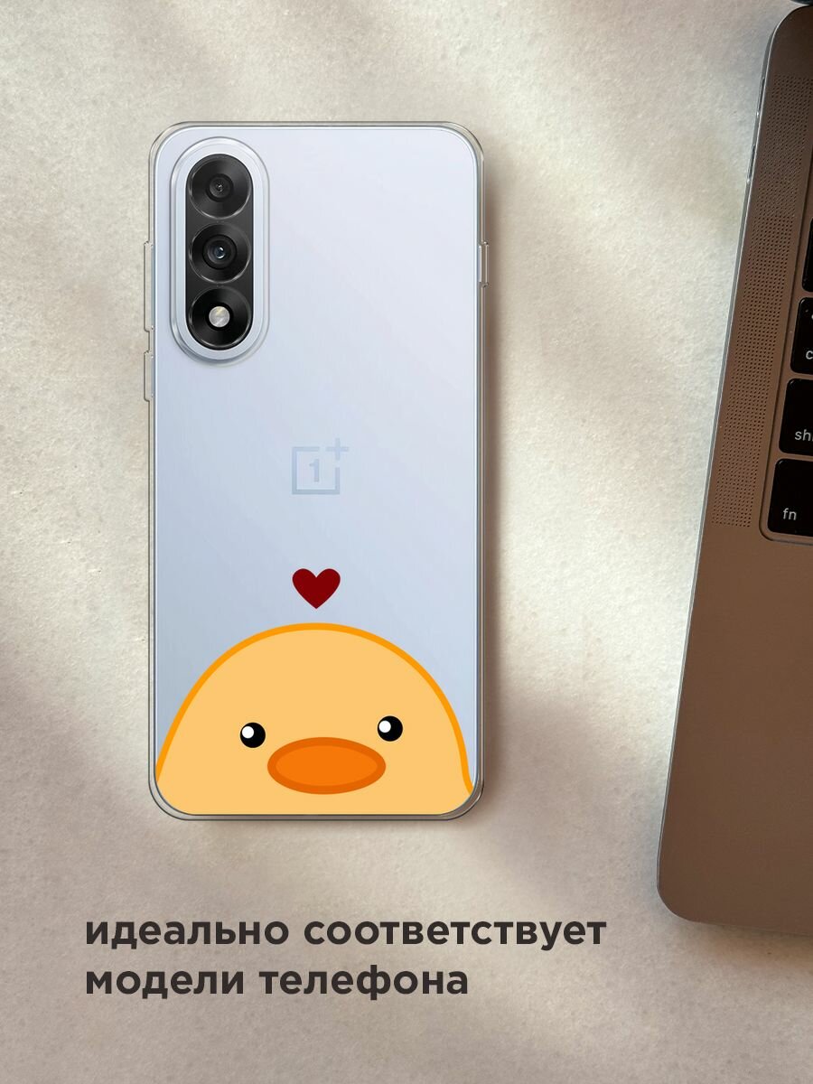 Чехол на OnePlus Nord 5 / Ван Плас Норд 5 с принтом "Влюблённая уточка - 14 февраля", прозрачный — фото 1