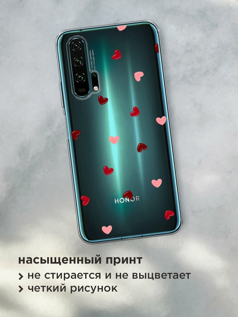 Чехол на Honor 20 Pro / Хонор 20 Про с принтом "Бордовые сердечки 2" — фото 1