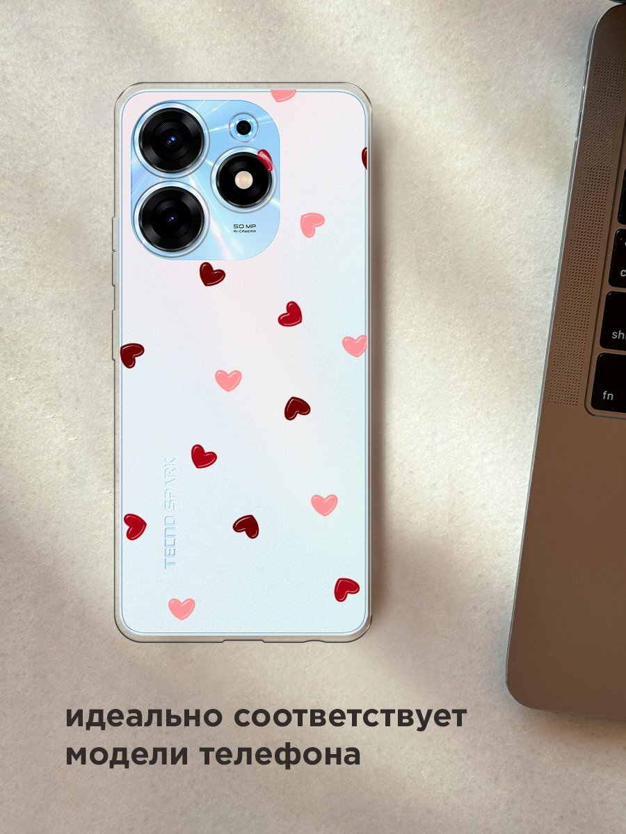 Чехол на Tecno Spark 10 Pro / Текно Спарк 10 Про с принтом "Бордовые сердечки 2" — фото 1