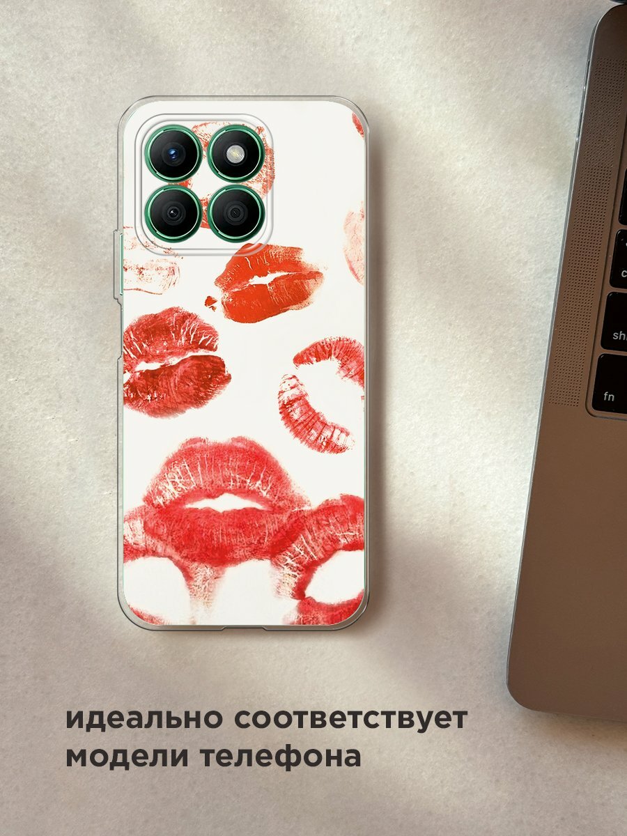 Силиконовый чехол на Honor X8B / Хонор X8B с принтом Следы помады — фото 1
