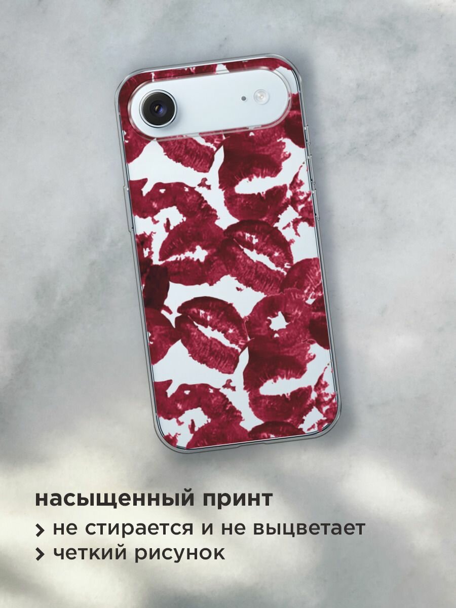 Чехол на Apple iPhone Air / Айфон Айр с принтом "Помада паттерн 2", прозрачный — фото 1