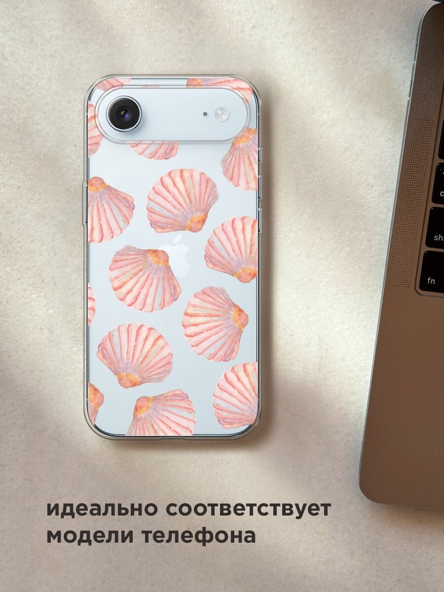 Чехол на Apple iPhone Air / Айфон Айр с принтом "Ракушки паттерн", прозрачный — фото 1