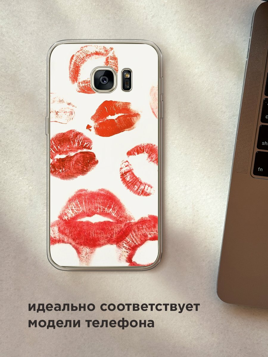 Чехол на Samsung Galaxy S7 / Самсунг Галакси С 7 с принтом "Следы помады" — фото 1