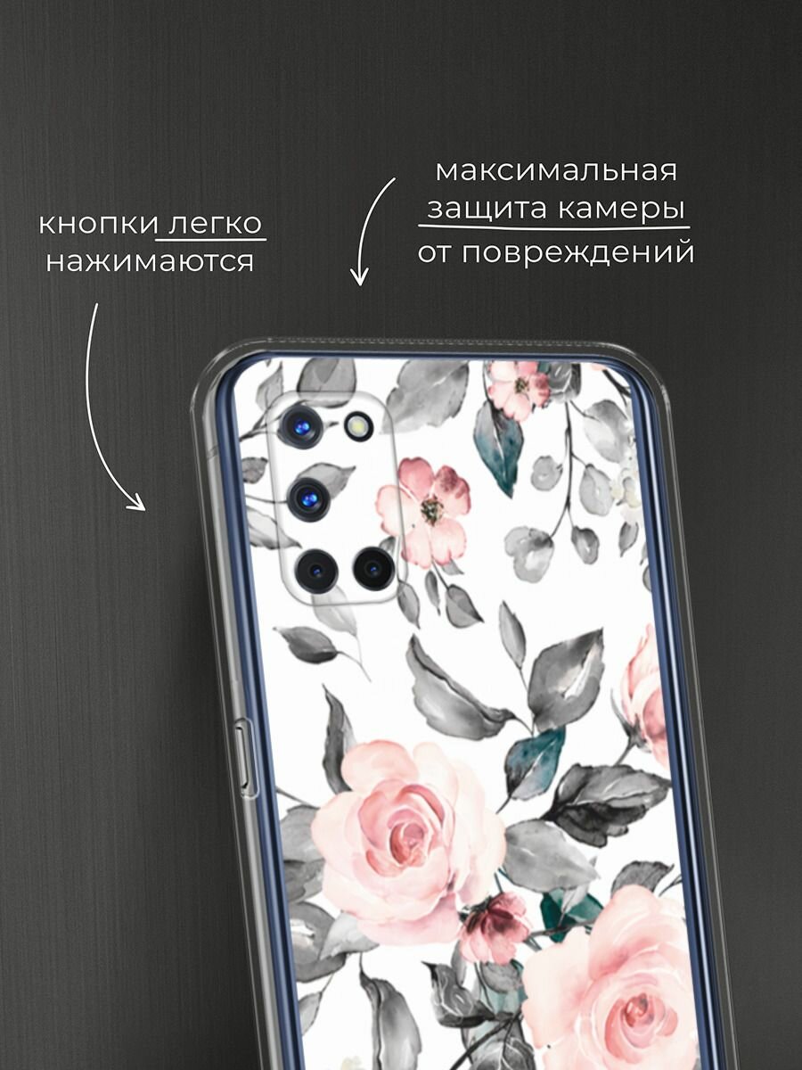 Чехол на Oppo A52/A72 / Оппо A52/A72 с принтом "Розы на белом" — фото 1