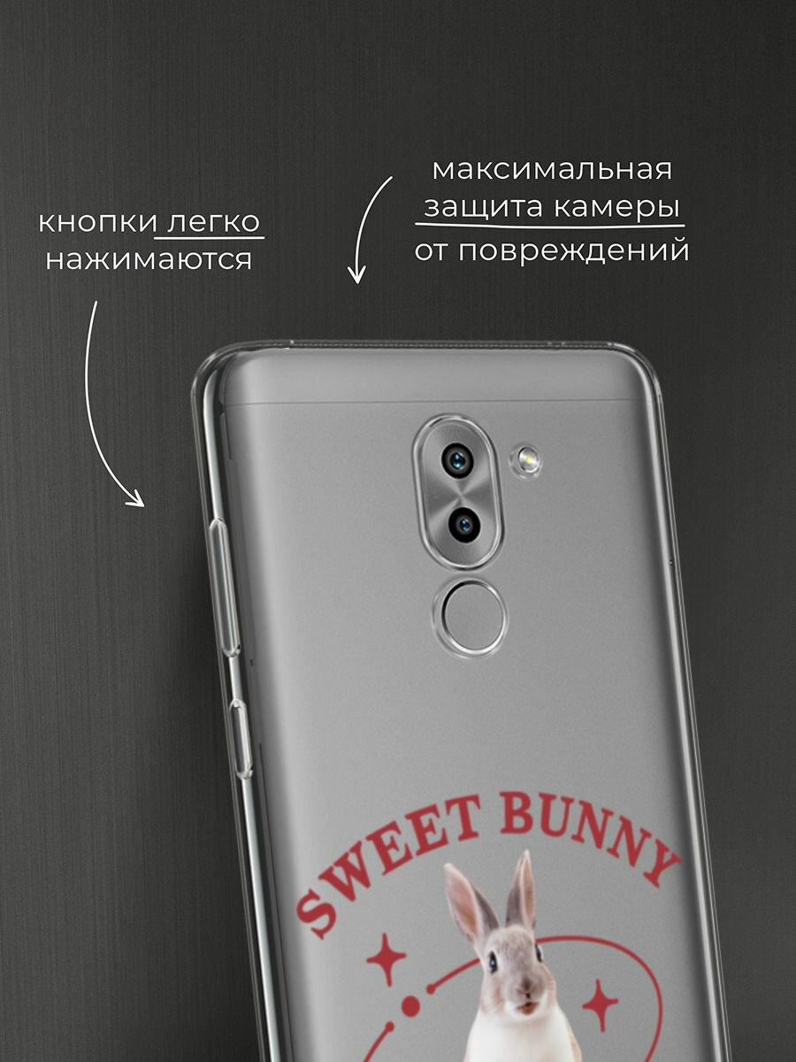 Чехол на Honor 6X / Хонор 6Х с принтом "Heal the rabbit", прозрачный — фото 1