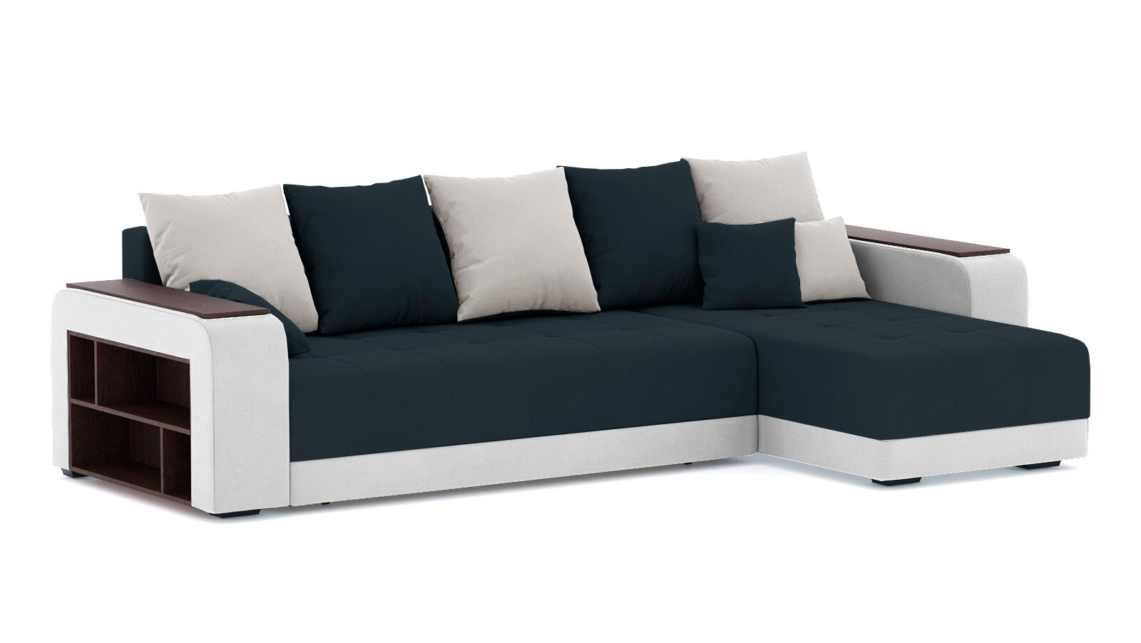 Диван-кровать "Дубай", с полками, еврокнижка, велюр, искусственная кожа, бежевый, 300x160x85 см