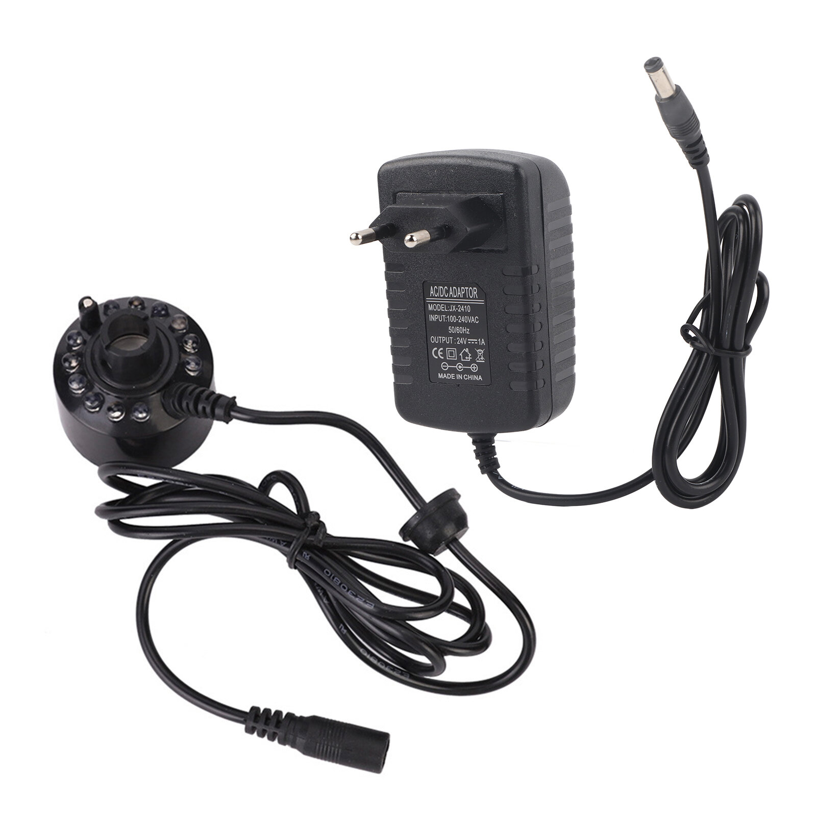 Черный аквариумный светильник с 12 светодиодами, ультразвуковой распылитель воды для фонтана, пруда, аквариума (для внутреннего и наружного использования), аксессуары для аквариума, вилка EU, 110~240 В