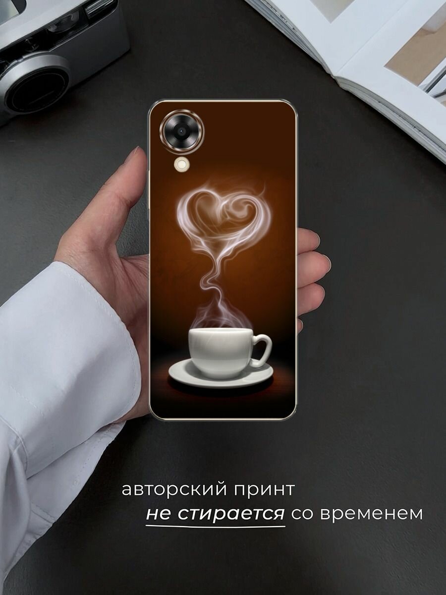 Силиконовый чехол на Oppo A17K / Оппо A17K с принтом "Кофейная любовь" — фото 1