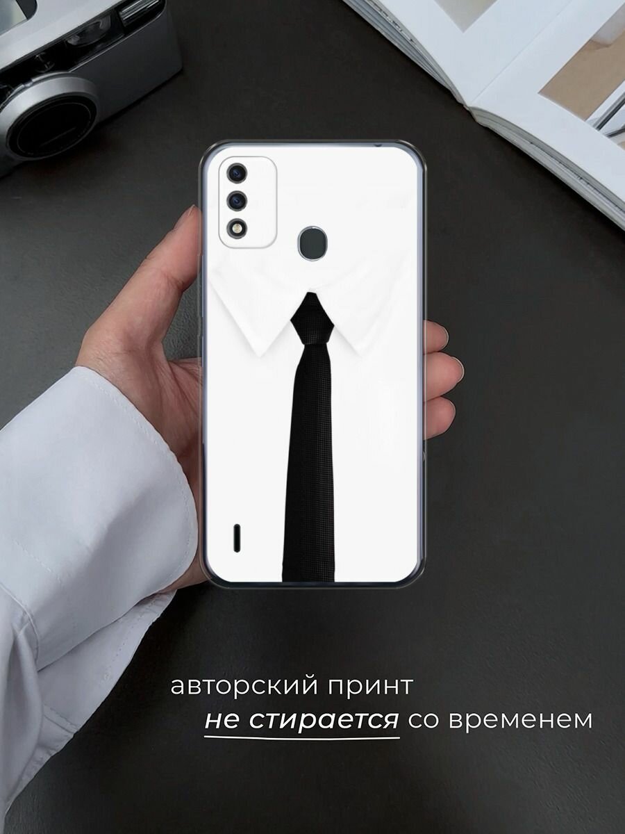 Силиконовый чехол на Itel A48 / Ител А48 с принтом "Галстук" — фото 1