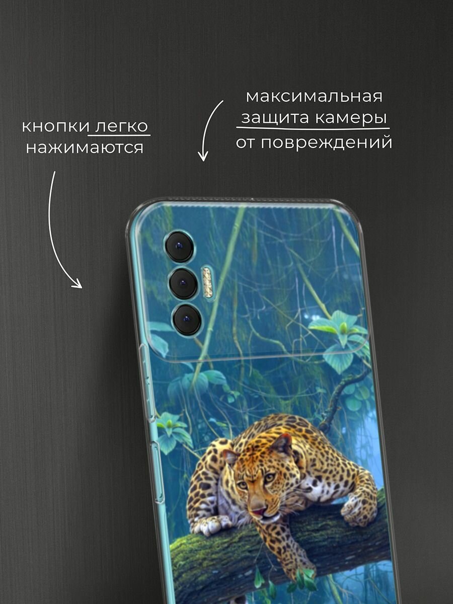 Чехол на Tecno Spark 8P / Техно Спарк 8P с принтом "Леопард охотник" — фото 1