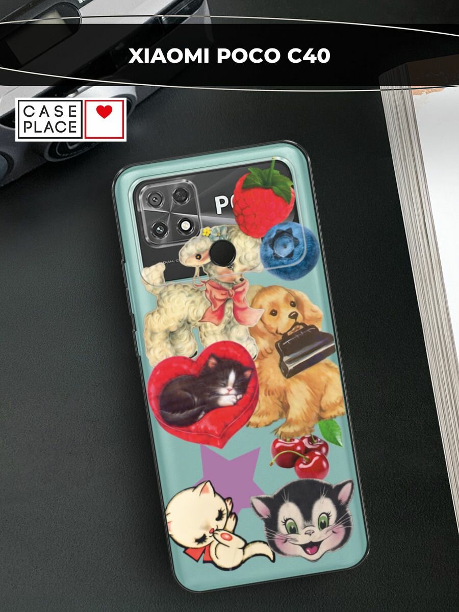 Чехол на Xiaomi Poco C40 / Сяоми Поко C40 с принтом "Милые стикеры", прозрачный