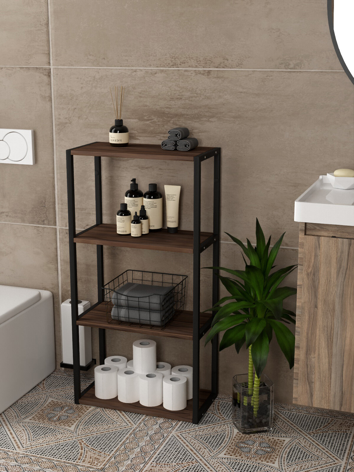 Полка напольная широкая лофт