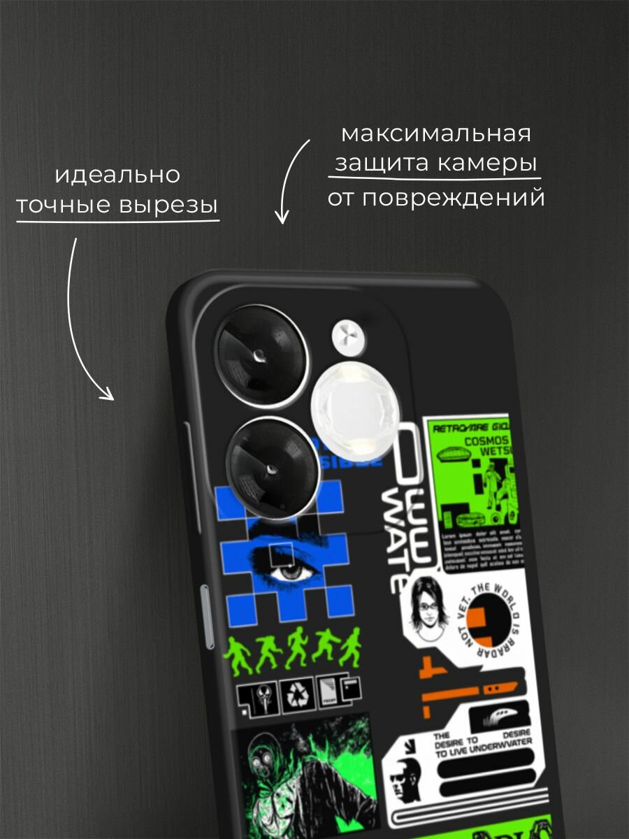 Черный матовый чехол на Itel A80 4G / Ител А80 4G с принтом "Nothing impossible" — фото 1