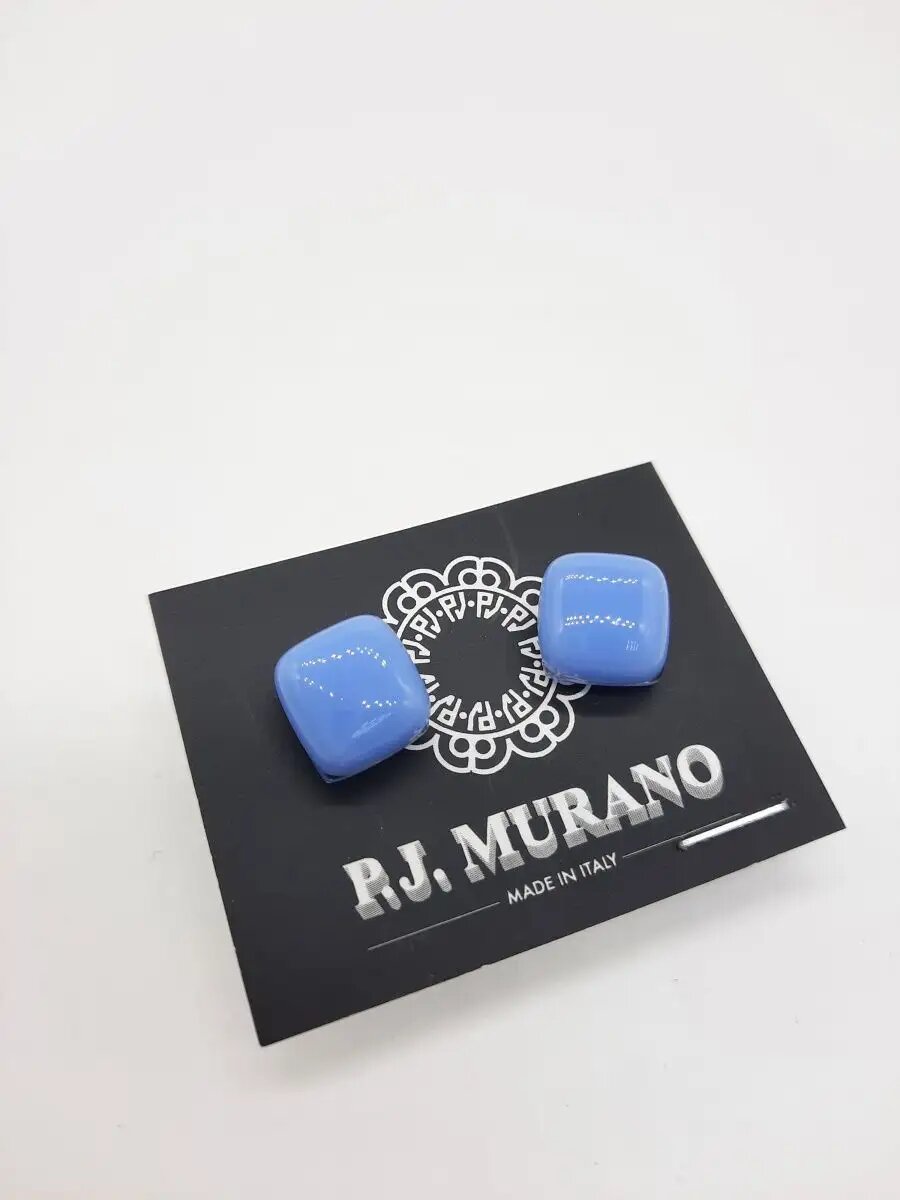 Серьги пусеты P.J. MURANO, муранское стекло, голубой, синий — фото 1