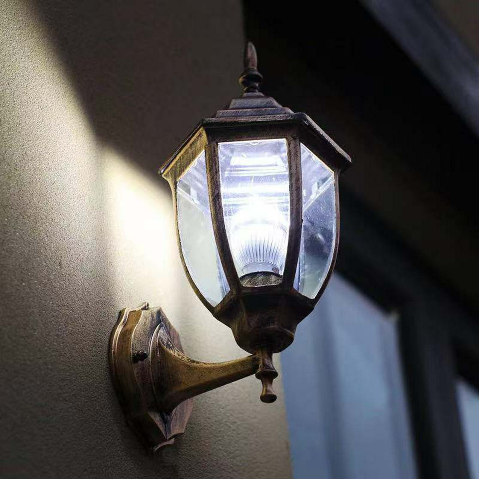 Шестигранный садовый настенный светильник, водонепроницаемый уличный настенный светильник для коридора, двора, балкона, черный светильник