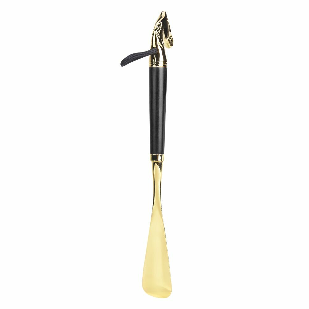 Рог для обуви с головой лошади, универсальный рожок для обуви с длинной ручкой из бука, черный, 32 см